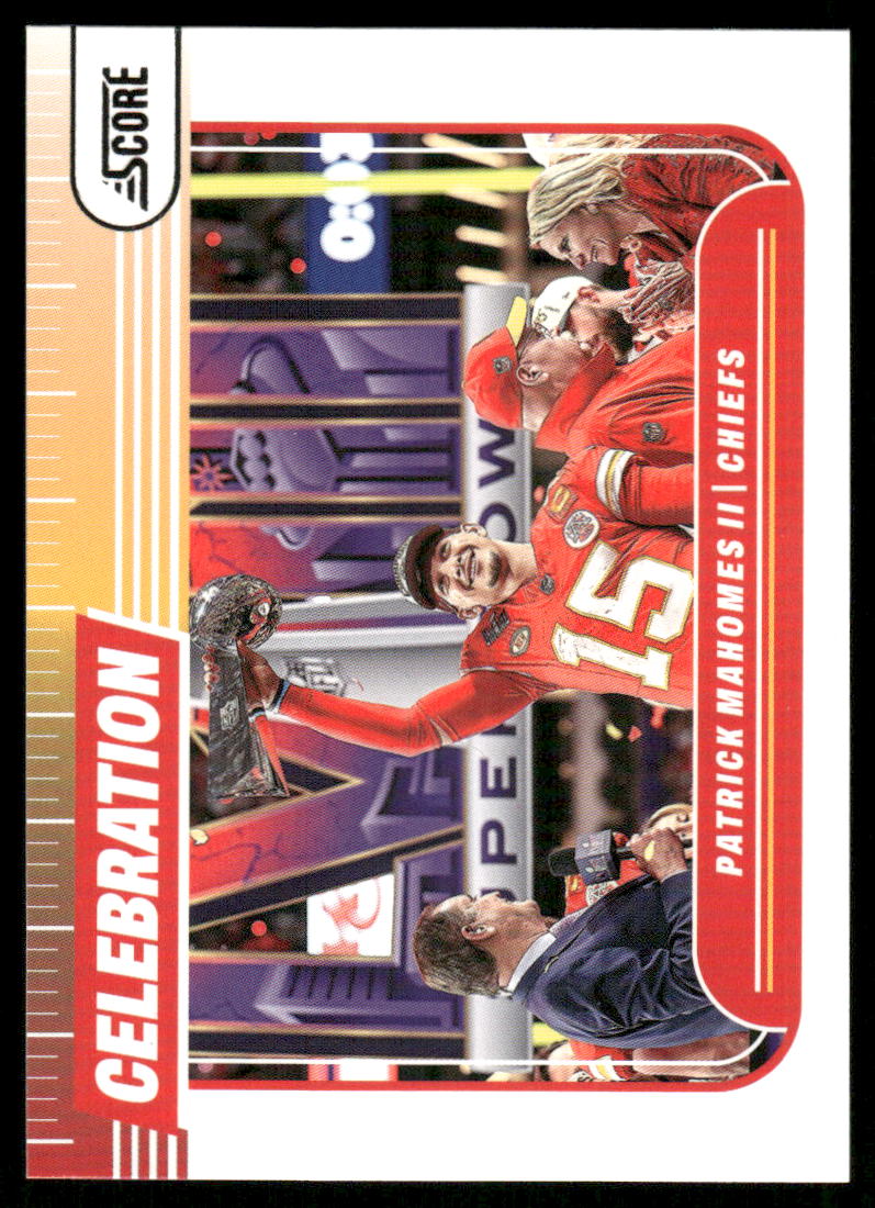A376 PATRICK MAHOMES 2024 SCORE CELEBRATION C-PMS CHIEFS – Greenie Cards